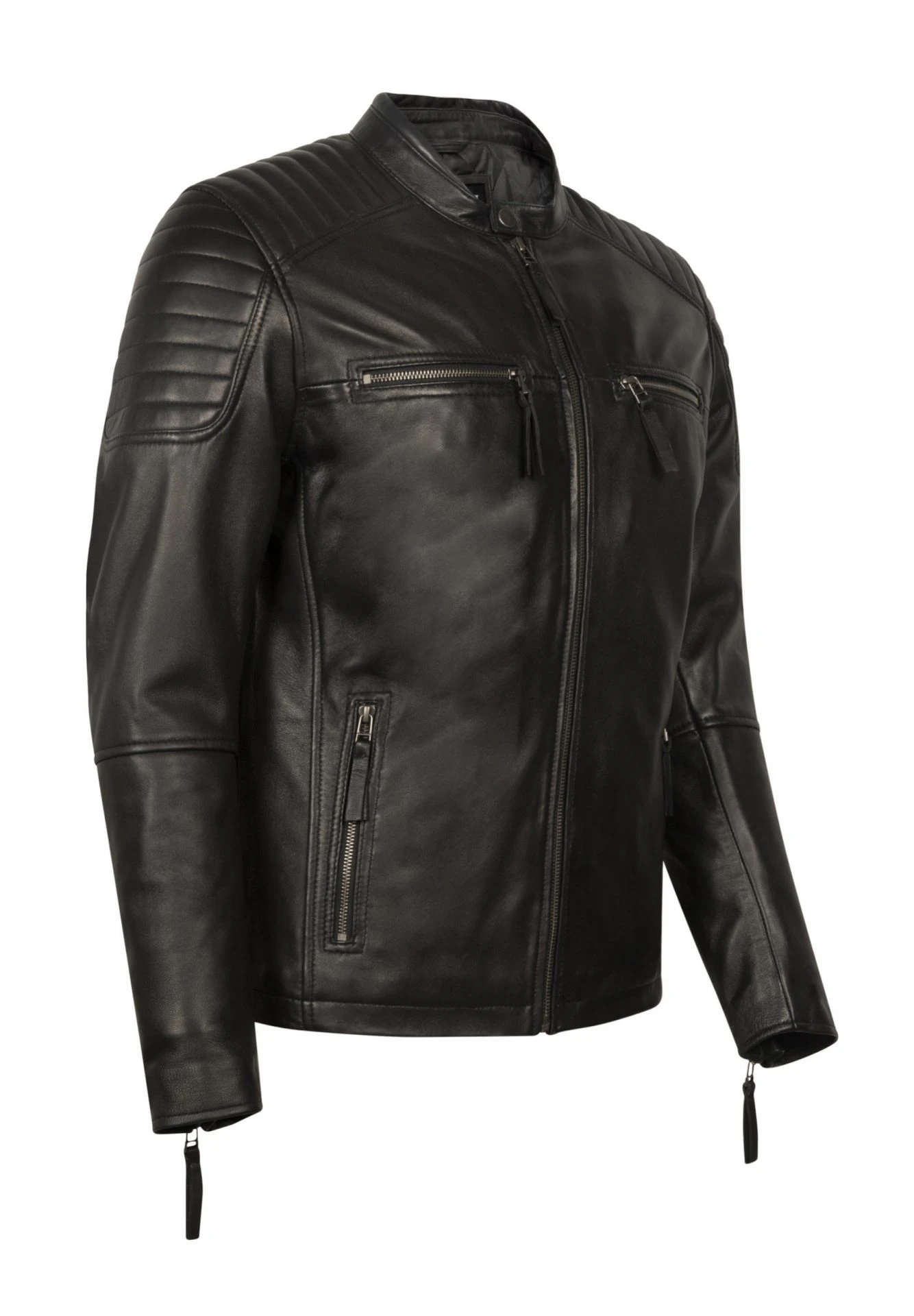 Harrison Black Leather Jacket | Men's Genuine Leather Biker Jackets